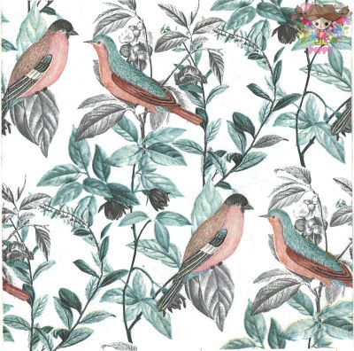 【楽天市場】Fasana ペーパーナプキン☆Birds in Love☆（1枚/バラ売り）鳥 ターコイズ リーフ ボタニカル 動物 素敵 デコ ...