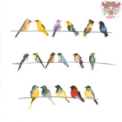 【楽天市場】Fasana ペーパーナプキン☆Birds Community☆（20枚入り）水彩画風 カラフル 鳥 動物 素敵 デコパージュ ...