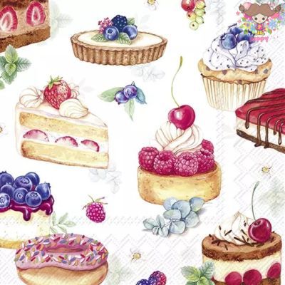 【楽天市場】IHR ペーパーナプキン☆SOMETHING SWEET green blue☆（1枚・バラ売り）ケーキ スイーツ イチゴ ...