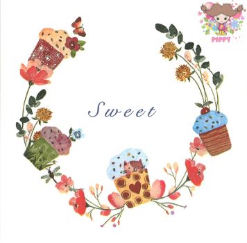 【楽天市場】PPD ペーパーナプキン☆Sweet ☆（1枚/バラ売り）リース マフィン カップケーキ 猫 トンボ 蝶 スイーツ花柄 素敵 デコ ...