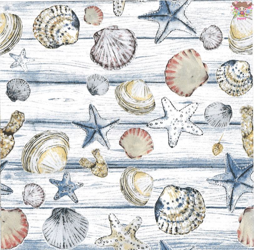 【楽天市場】Paper+Design ペーパーナプキン ☆Beach Shells☆（1枚/バラ売り）貝 貝殻 ヒトデ 海 海岸 ビーチ 木目 ...