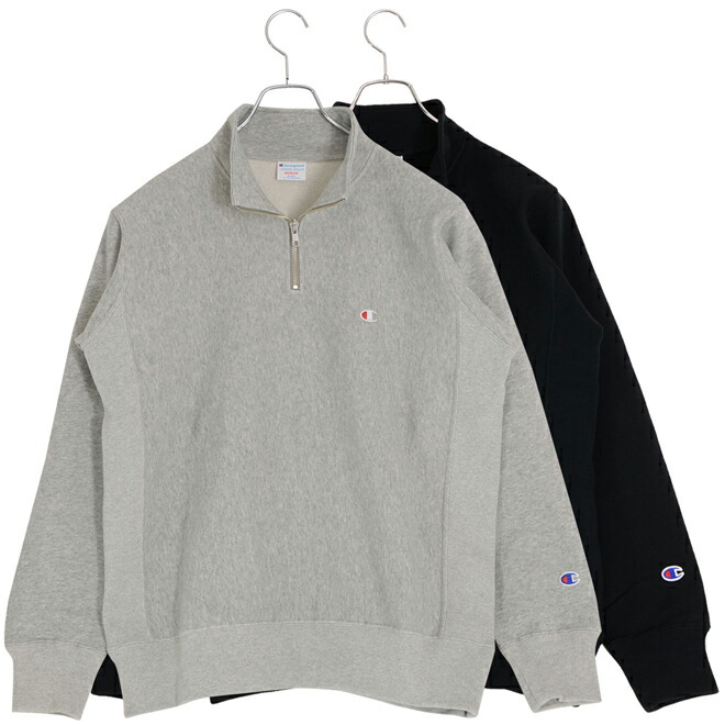 【楽天市場】【Champion/チャンピオン】リバースウィーブ(R) ハーフジップスウェットシャツ 24SS（オックスフォードグレー/ミッドナイトブラック）（M/L/XL）（C3-Z005 ...