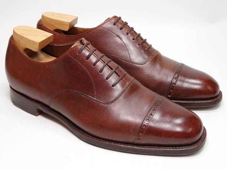 【楽天市場】【 中古 】868 / 0329 極上 ブリオーニ（ラッタンジ製?） パンチドキャップトゥ ダークブラウン カーフ UK 9.0位 ...