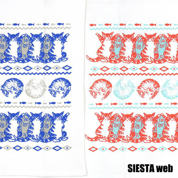 【楽天市場】【わちふぃーるど ダヤン】抗菌キッチンタオル（おさかな・青/おさかな・朱）ダヤン 猫【SIESTA】：SIESTA web