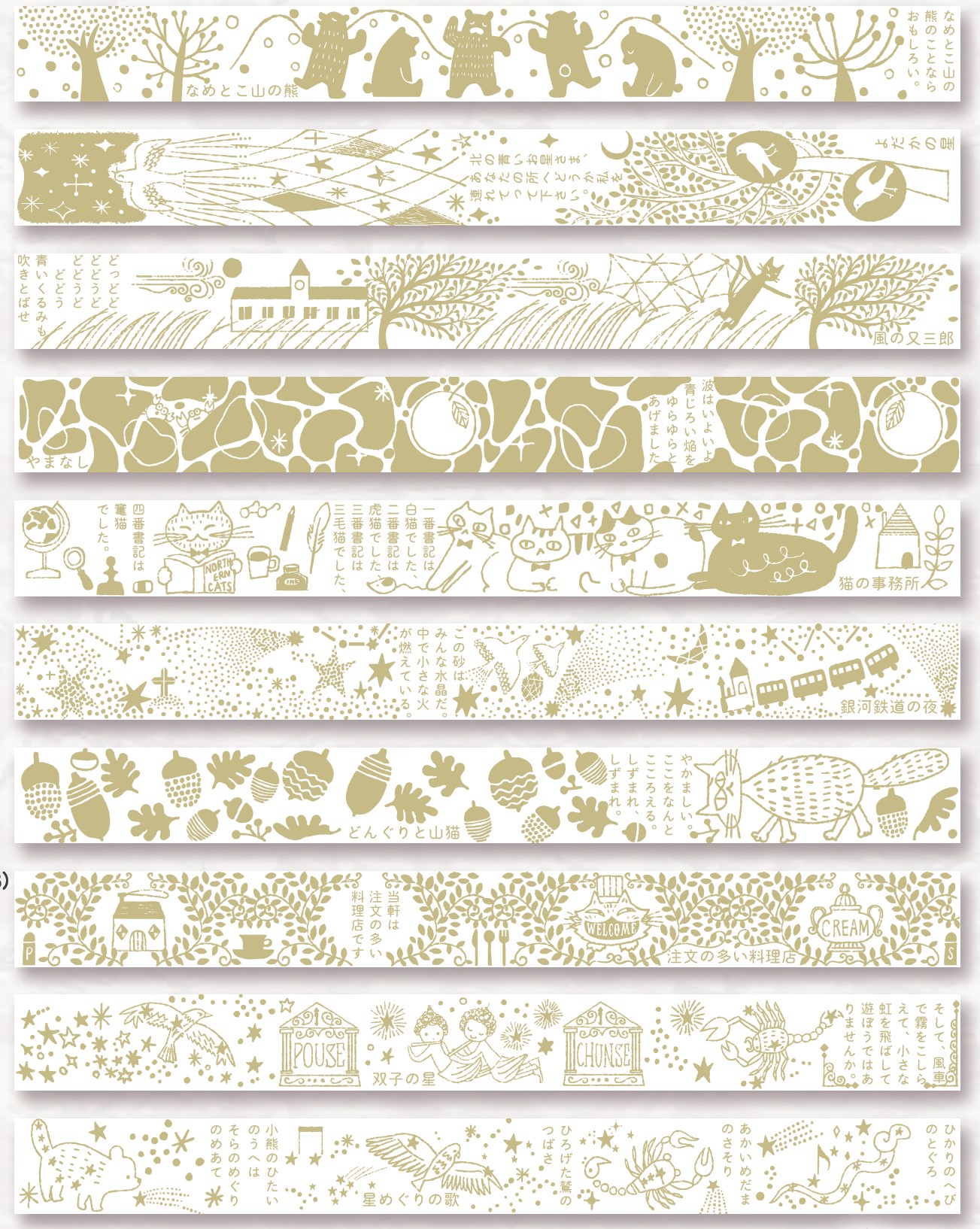 【楽天市場】宮沢賢治 マスキングテープ シルエット 15mm sld_ks-dt-70001_70010 Shinzi Katoh Design シャンパンゴールド箔押し シール堂印刷 ...