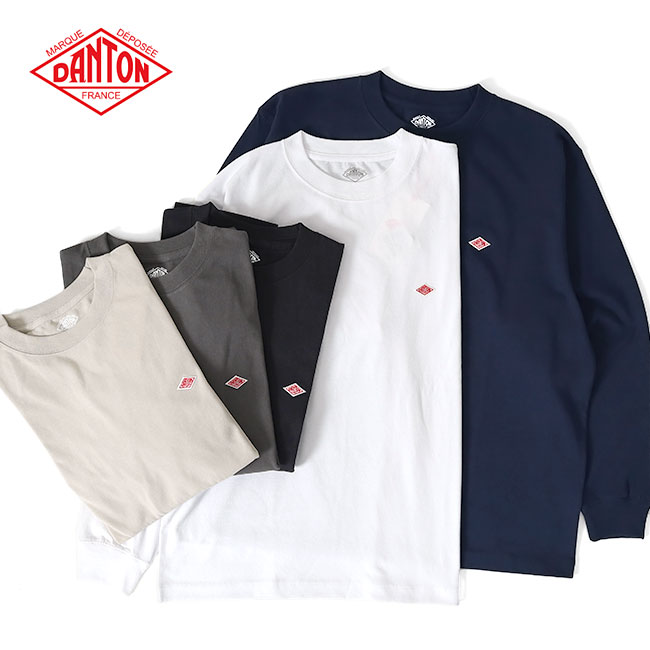 【楽天市場】DANTON ダントン ワッペンロゴ クルーネック ロンT DT-C0200 TCB 長袖Tシャツ メンズ レディース ...
