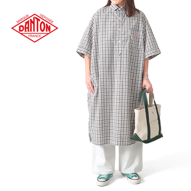 【楽天市場】DANTON ダントン コットンポプリン プルオーバー チェック シャツワンピース JD-3655 CPP 半袖シャツ レディース：Golden State