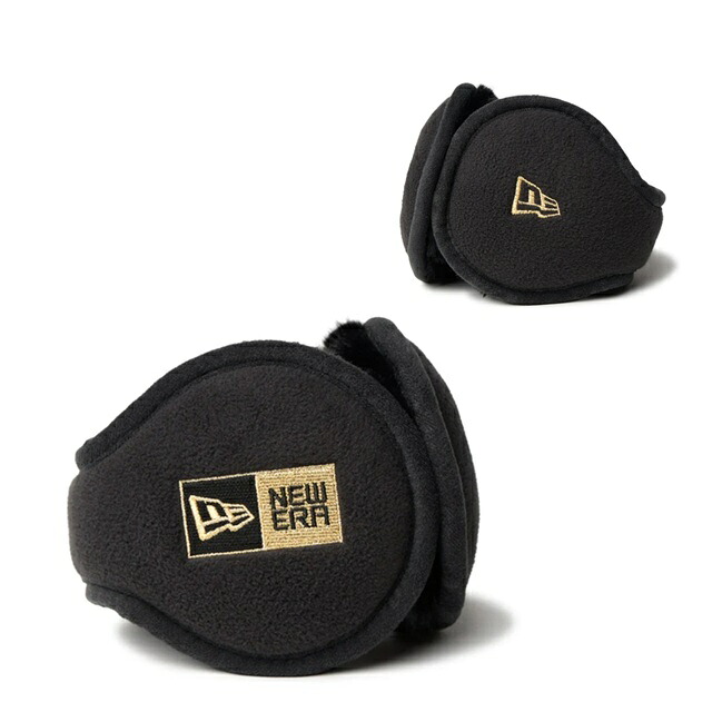【楽天市場】ニューエラ イヤーマフ NEW ERA 耳あて Ear Muff Fleece Box Logo Black/Gold フリース ...