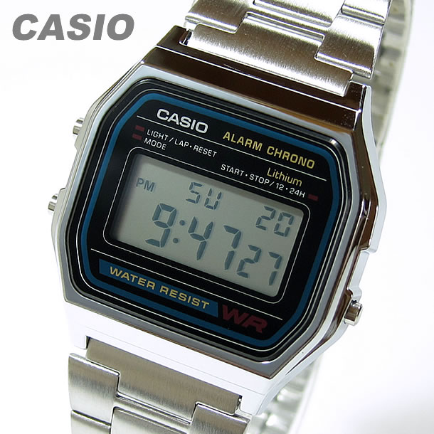 【楽天市場】CASIO カシオ A-158WA-1/A158WA-1 スタンダード デジタル メンズ クロノグラフ シルバー キッズ 子供 ...