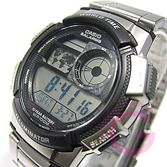 【楽天市場】CASIO カシオ AE-1000WD-1A/AE1000WD-1A スポーツ ワールドタイム搭載 メタルベルト キッズ 子供 ...