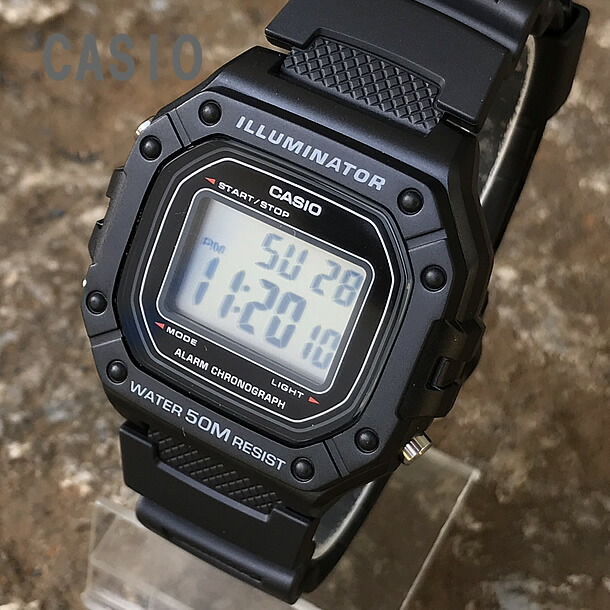 【楽天市場】CASIO/チープカシオ W-218H-1A/W218H-1A スタンダード デジタル ブラック メンズ チプカシ キッズ/子供に ...