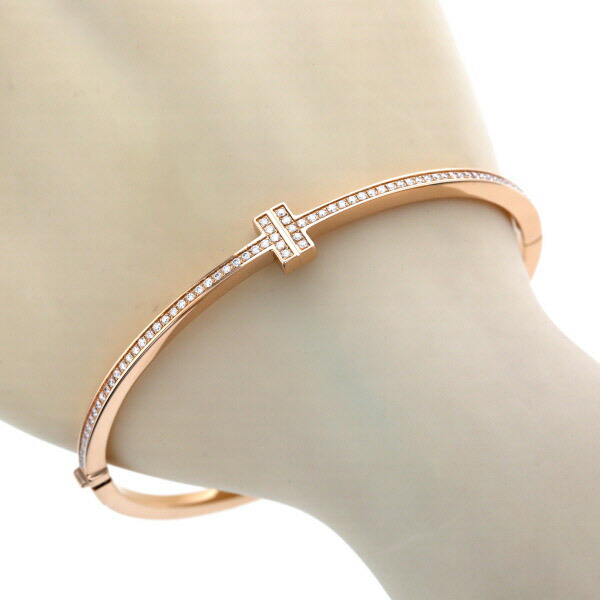 【楽天市場】ティファニーT Tiffany&Co K18PG ピンク ローズゴールド ダイヤモンド ヒンジワイヤーバングル ライン 16 ...