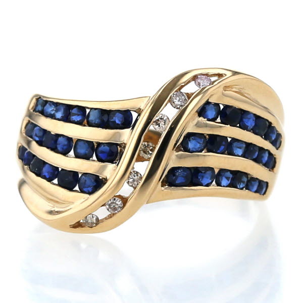 【楽天市場】K18YG イエローゴールド リング サファイア0.88ct ダイヤモンド0.095ct ウェーブ S字 幅広 透かし 指輪 11号【新品仕上済】【af】【中古】【送料無料】：銀座 ...