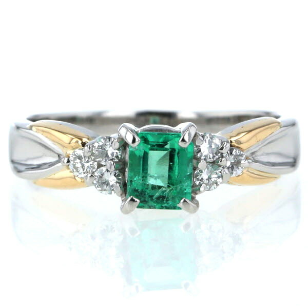 【楽天市場】Pt900 K18YG プラチナ イエローゴールド リング エメラルド0.54ct ダイヤモンド0.20ct スクエア 指輪 16号【新品仕上済】【zz】【中古】【送料無料】：銀座 ...