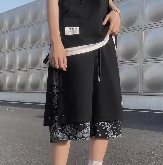 【楽天市場】ハーフパンツ メンズ 短パン ショートパンツ ヒップホップストリート 夏 ファッション ダブルブレスト ワイド レッグ ホワイト ...