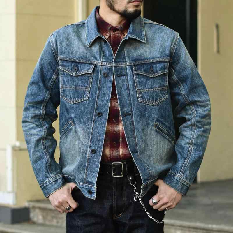 【楽天市場】デニムジャケット Gジャン メンズ カジュアル 綿 ダメージ ウォッシュド レトロ ブルー：Grams楽天市場店