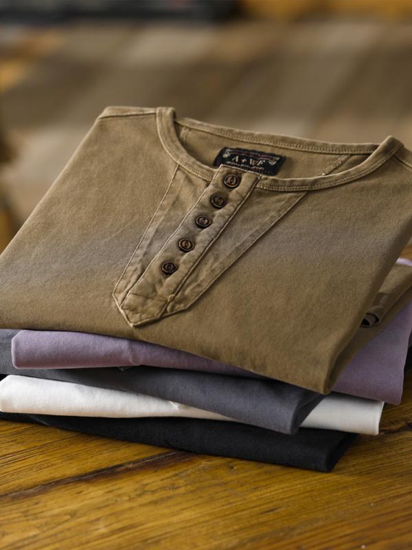 【楽天市場】tシャツ メンズ 半袖 ヘンリーネック アメリカン レトロ ヘビーウェイト カジュアル 春秋 ブラウン グレー：Grams楽天市場店