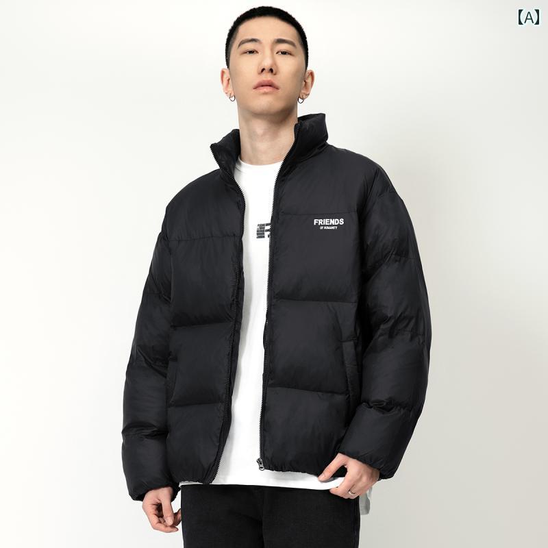 【楽天市場】ジャケット メンズ アウター 大きいサイズ カジュアル レター プリント コットン 秋冬 厚手 暖かい スタンドカラー 黒 ...