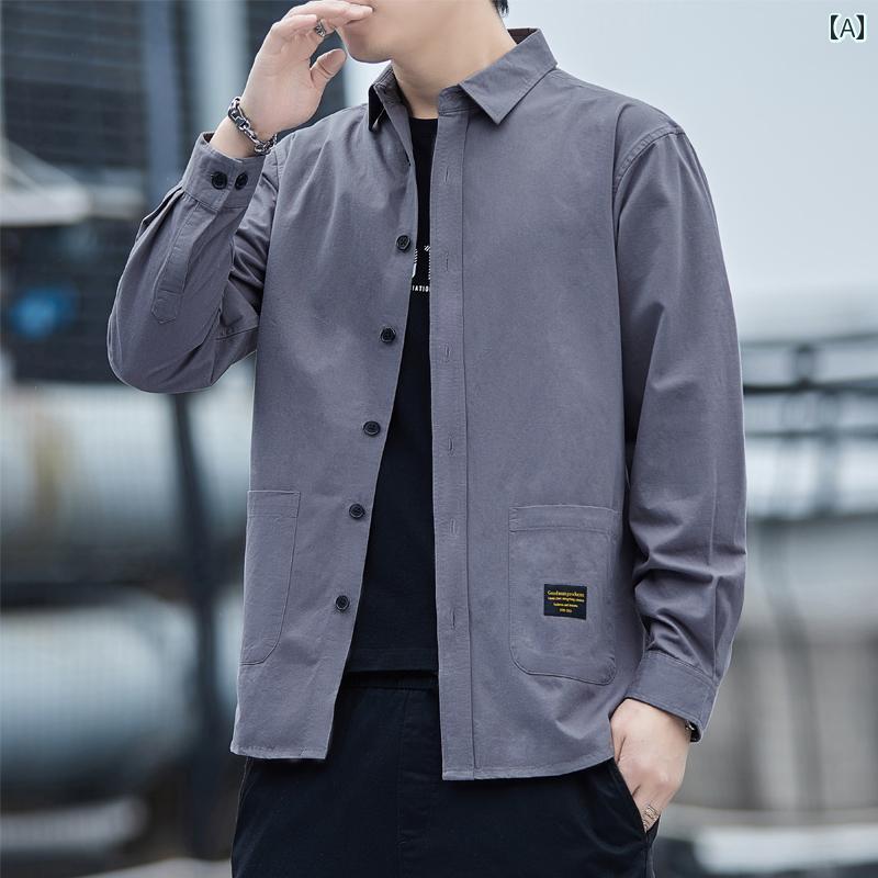 【楽天市場】シャツ メンズ 七分袖 夏 長袖 ワーク ジャケット 半袖 薄手 ゆったり グレー カーキ ブルー：Grams楽天市場店