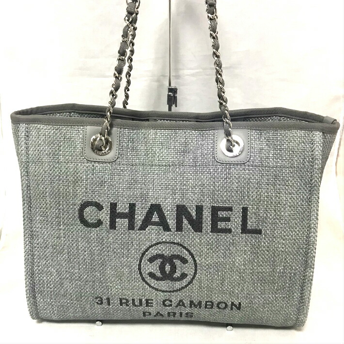 【楽天市場】CHANELシャネルドーヴィルMMA67001チェーンショルダーバッググレーナイロンキャンバスシルバー金具【中古】Aランク 極美品 ...