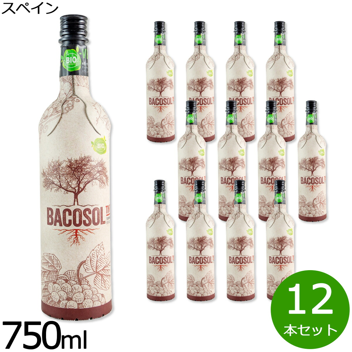 【楽天市場】【店内ポイント最大50倍！本日限定！】バコソル オーガニック 赤 スペイン産 辛口 赤ワイン 金賞 メダル オーガニック ヴィーガン 750ml×12本：NEEL 横浜 楽天市場店