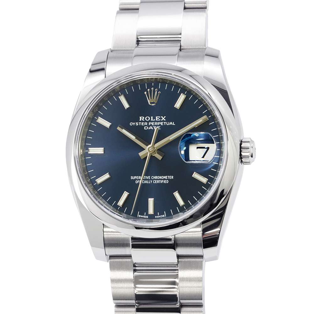 【楽天市場】ロレックス オイスターパーペチュアル デイト 115200 ブライトブルー文字盤 【安心保証】 【中古】 ロレックス オイスター ...