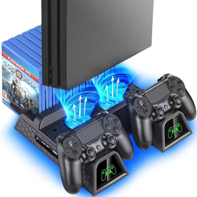 【楽天市場】PS4スタンド PS4 PRO 縦置き 本体冷却 2台PS4コントローラー充電 OIVO PS4冷却ファン ソフト収納 PS4 ...