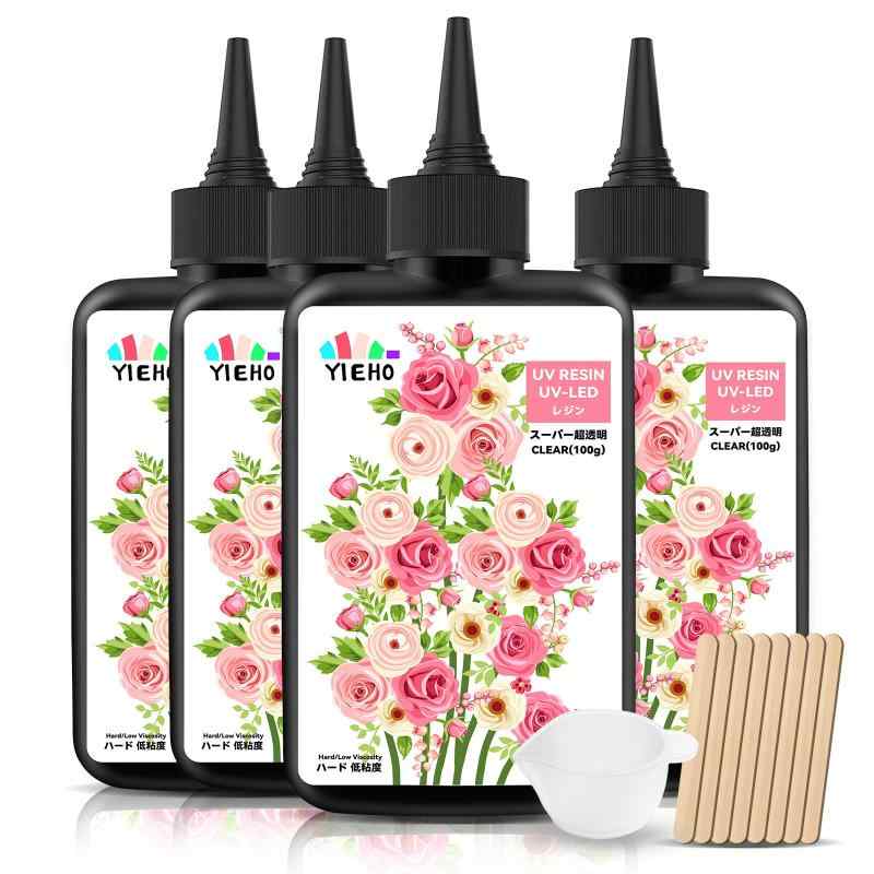 【楽天市場】YIEHO UV レジン液 100g 400g 1000g アップグレードされた低粘度超透明で硬いUV レジン液速硬化-レジン初心者向け Resin UV/LED対応DIY ...