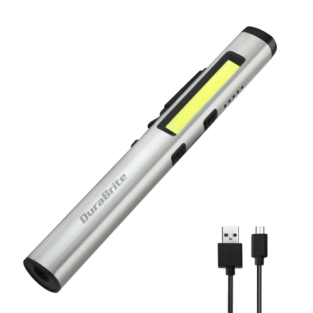 【楽天市場】DuraBrite ペンライト 充電式 超高輝度 3WAY点灯 COB ワークライト 懐中電灯 UVライト 送料無料 小型 軽量 ...