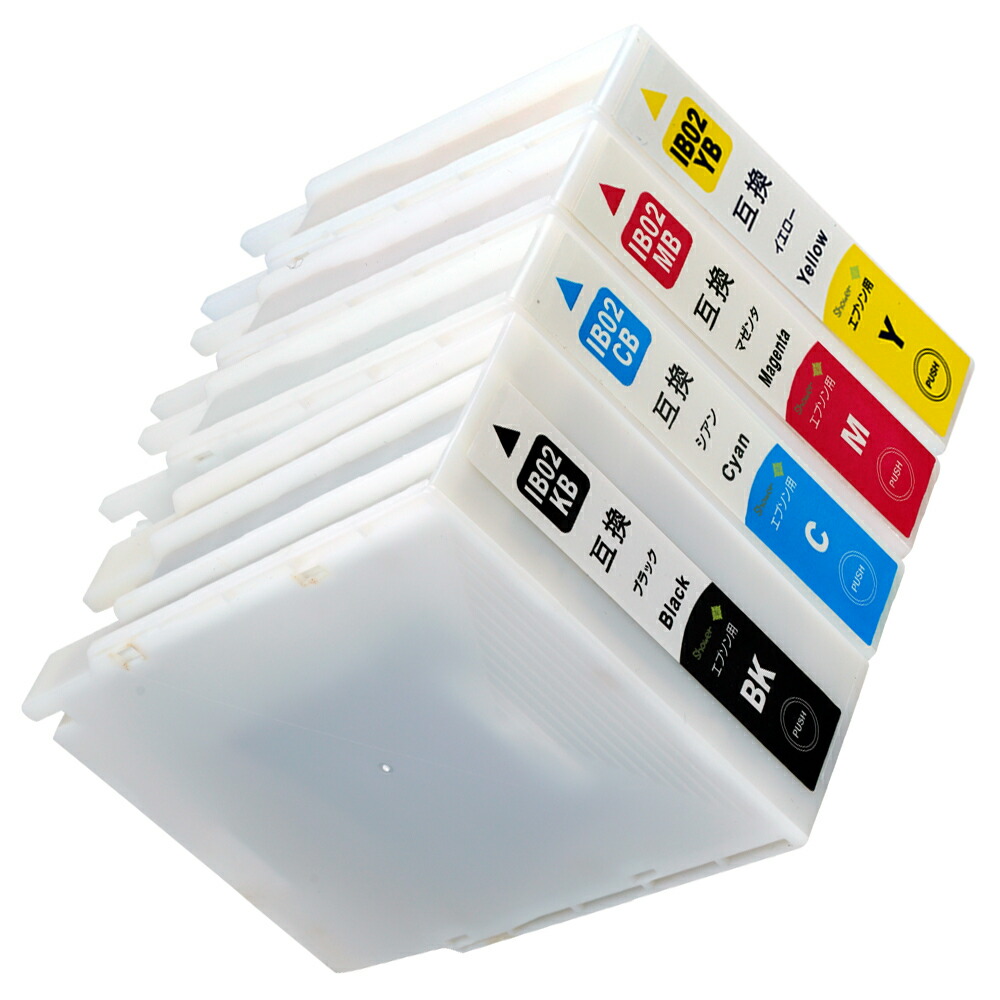 【楽天市場】エプソン用 互換インクカートリッジ IB02 全色顔料 増量タイプ (KB/CB/MB/YB) 4色セット 残量表示機能付 ICチップ対応 安心一年保証：Greenshower