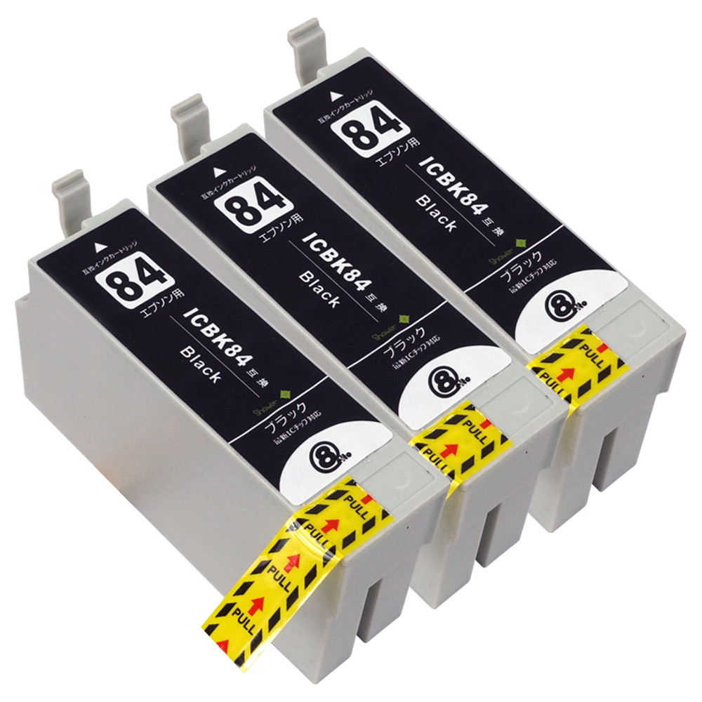 【楽天市場】エプソン用 互換インクカートリッジ ICBK84 (BK×3本) 虫めがね 残量表示機能付 ICチップ対応 安心一年保証：Greenshower