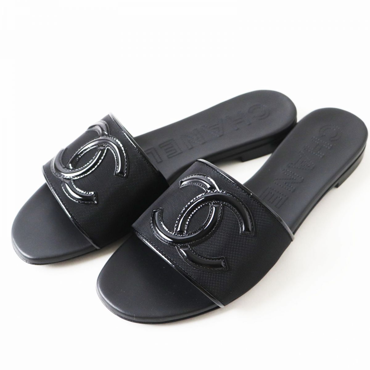 【楽天市場】未使用 伊製 CHANEL シャネル 23P G39916 レディース ココマーク メッシュ×パテントカーフスキン ミュール ...