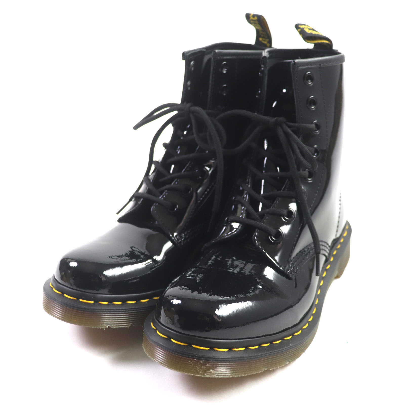 【楽天市場】未使用品 Dr.Martens ドクターマーチン 1460W 8ホール レースアップ パテントレザー ショートブーツ ブラック ...