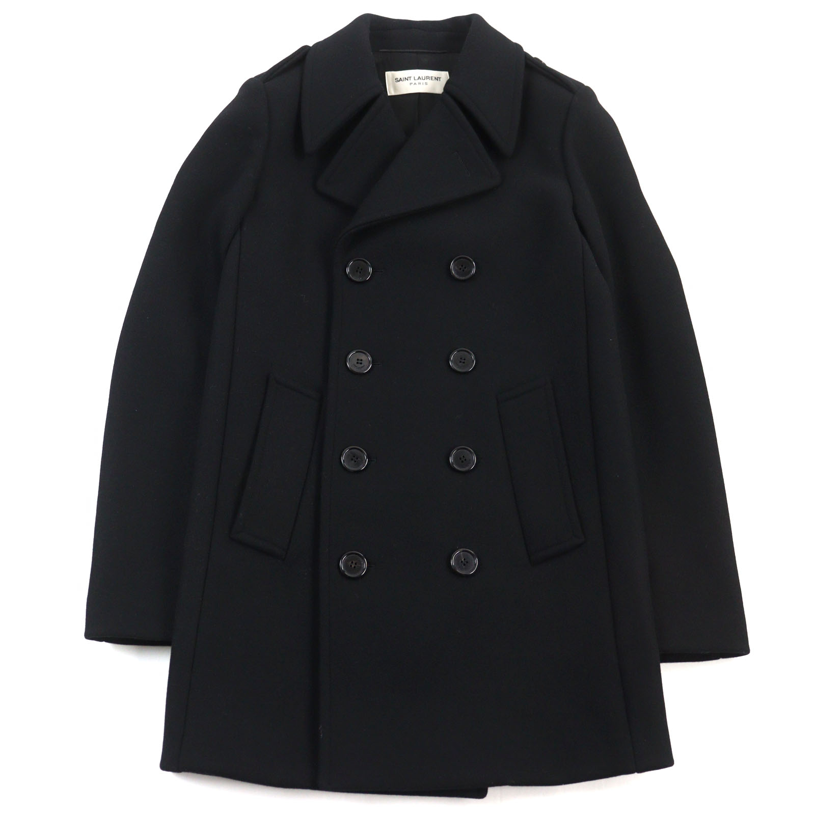 【楽天市場】極美品 SAINT LAURENT PARIS サンローランパリ 437605 エディ期 ロゴボタン メルトン ダブルブレスト ...