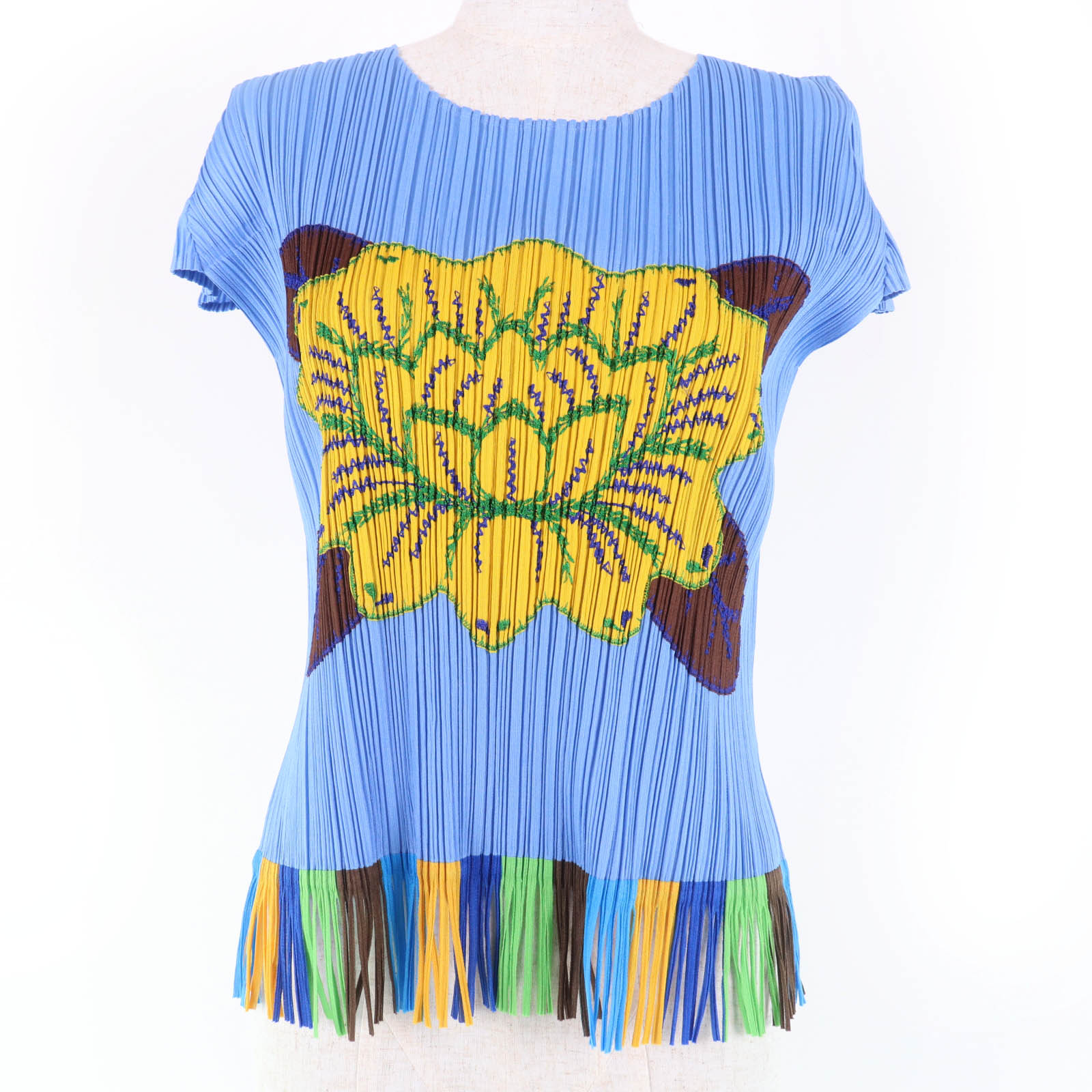 【楽天市場】極美品☆PLEATS PLEASE プリーツプリーズ イッセイミヤケ PP91-JK572 トロピカルフラワー フリンジ付 ...