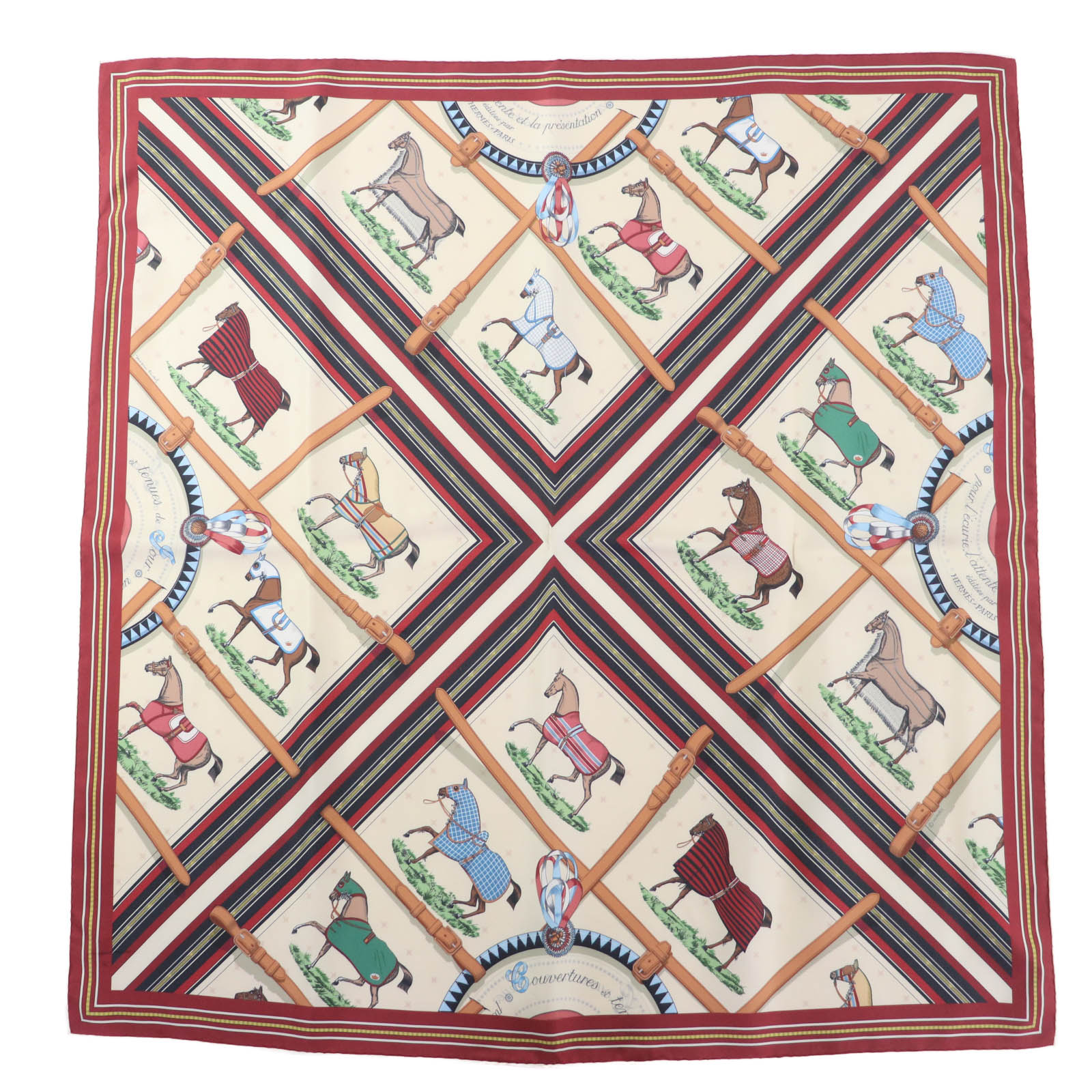 美品◇HERMES エルメス 25SS ダブルフェイス カレ90 Couvertures et Tenues de Jour ・馬着 シルク100％ スカーフ フランス製 レディース 楽天市場】【エルメス】Hermes カレ90 ダブルフェイス シルクスカーフ