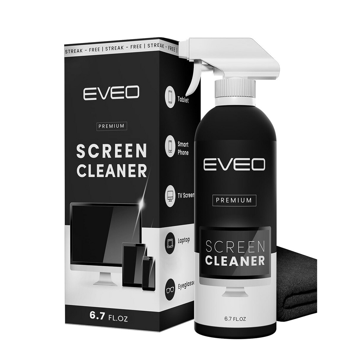 【楽天市場】【エクスプレス便】EVEO Screen Cleaner Spray 6.7oz スクリーンクリーナースプレー マイクロファイバー ...