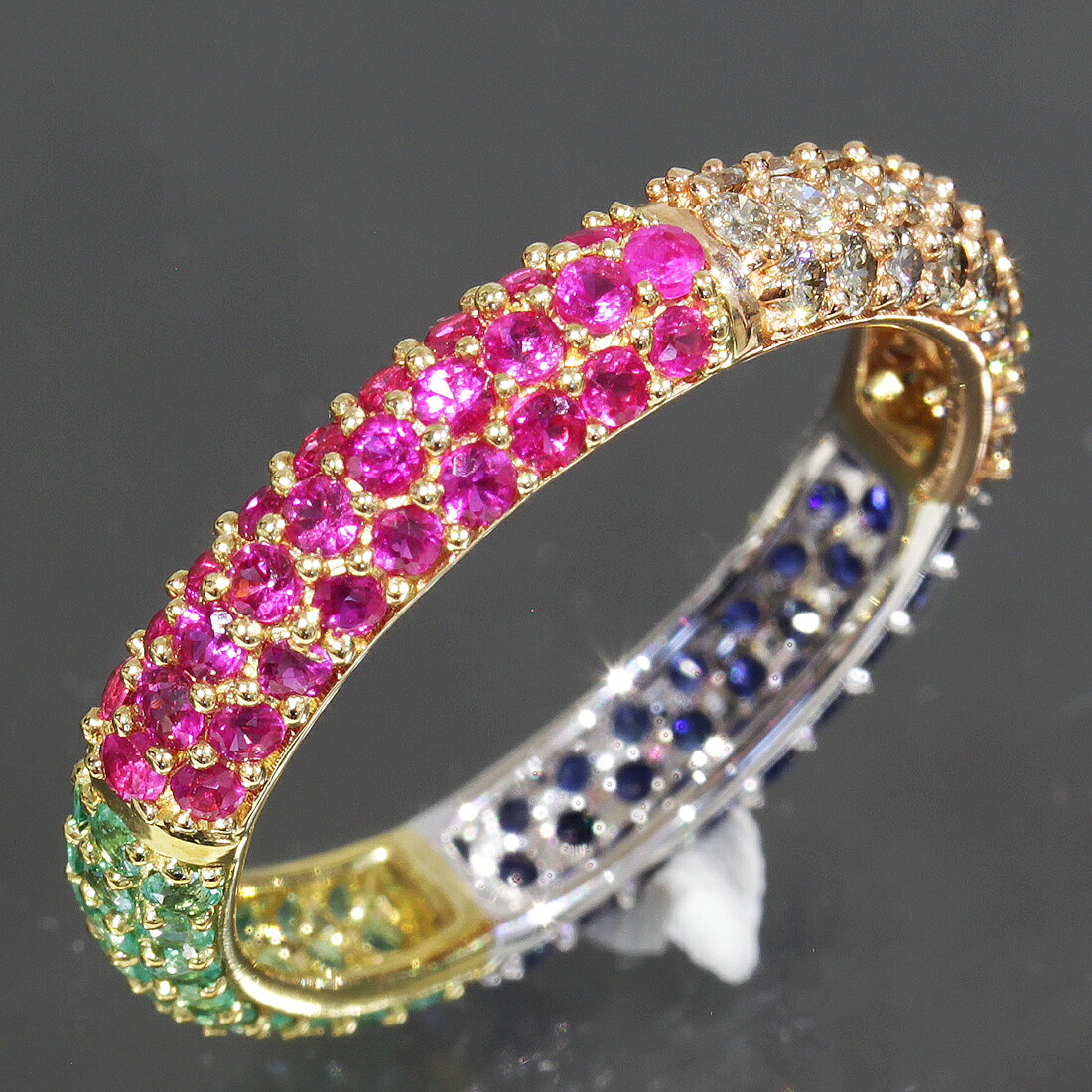 【楽天市場】GSTV ダイヤ サファイヤ エメラルド ルビー リング 18号 K18 仕上済 YG WG PG 0.6ct R0.55ct D0.45ct E0.4ct 指輪 3.7g 新品 ...