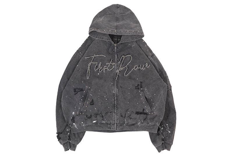 【楽天市場】FIRST ROW STUD LOGO HOOD JACKET (FRJ2131:BLACK WASH)ファースト・ロウ ...