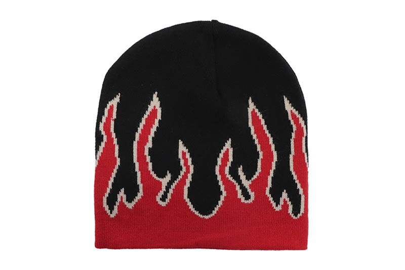 【楽天市場】FLAME BEANIE (BLACK/RED/TAN)フレイムパターン/ビーニー/ニットキャップ/ブラック レッド タン ...
