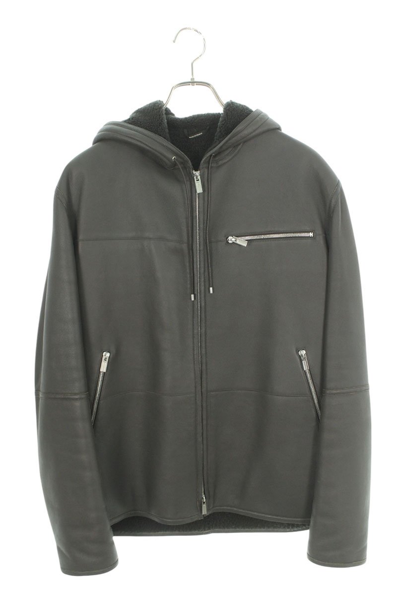 【楽天市場】エルメス HERMES ジップアップムートンフーテッドレザージャケットブルゾン(ブラック調)【224052】【BS55】【メンズ ...