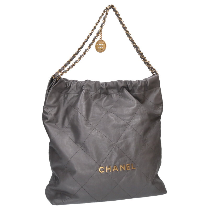 【楽天市場】シャネル CHANEL シャネル22 ラージ シャイニーカーフチェーンショルダーバッグ(グレー×ゴールド)【820152 ...