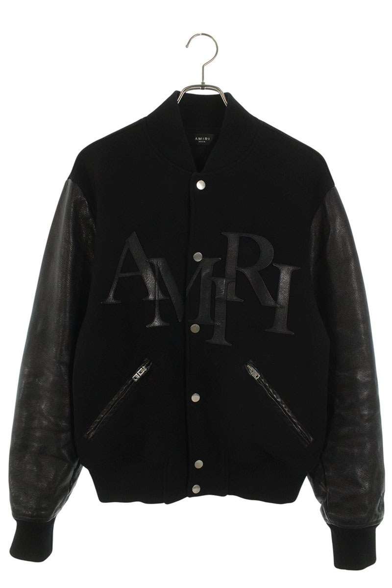 【楽天市場】アミリ AMIRI サイズ:M SRPS24M060SMRW0022 スタッガードヴァーシティージャケットブルゾン(ブラック ...
