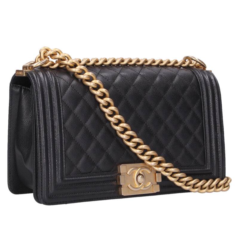【楽天市場】シャネル CHANEL サイズ:25 ボーイシャネル25 G金具キャビアスキンチェーンショルダーバッグ(ブラック×ゴールド ...