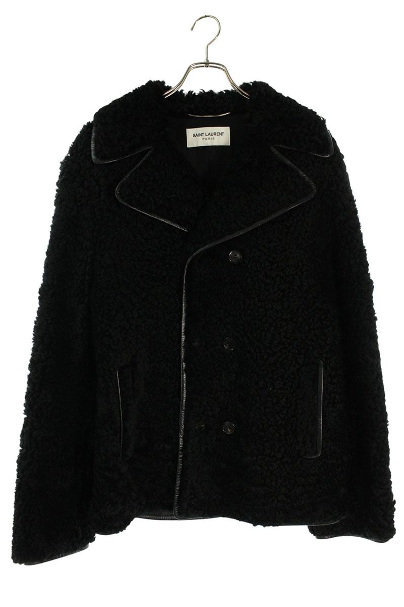 【楽天市場】サンローランパリ SAINT LAURENT PARIS サイズ:50 668958 Y7YE2 ムートン Pコート(ブラック ...