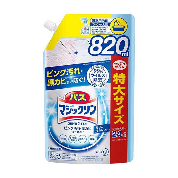 【楽天市場】花王 バスマジックリン 泡立ちスプレー SUPER CLEAN 香りが残らないタイプ つめかえ用 820mL Kao 洗剤 バス お風呂 浴槽 浴室 スーパークリーン 大容量 ...