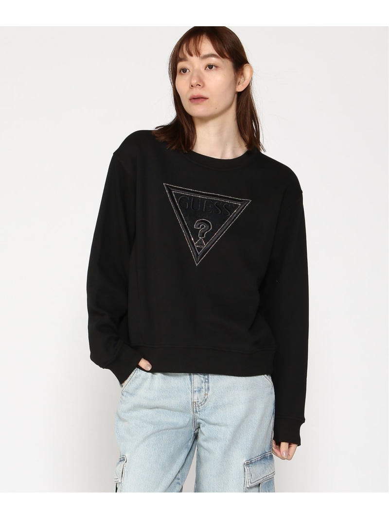【楽天市場】GUESS/(W)CN Ls Lace Triangle Flecee GUESS ゲス トップス スウェット・トレーナー ピンク ...