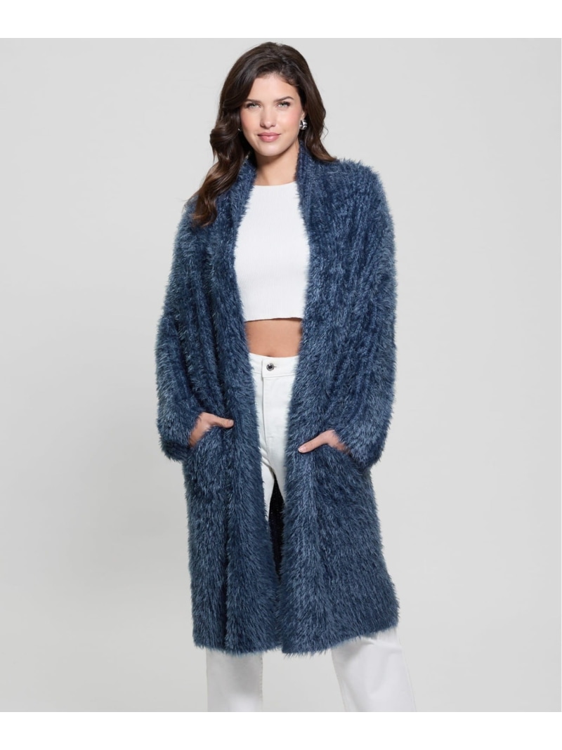 【楽天市場】GUESS カーディガン レディース(W)LS Nori Midi Feather Cardigan GUESS ゲス トップス ...