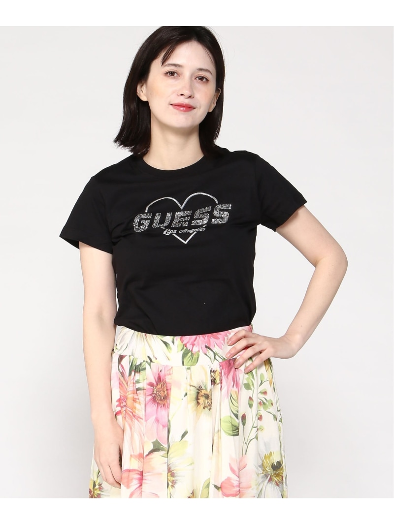 【楽天市場】GUESS/(W)NARCISO Cn T-Shirt GUESS ゲス トップス カットソー・Tシャツ ホワイト ブラック ...