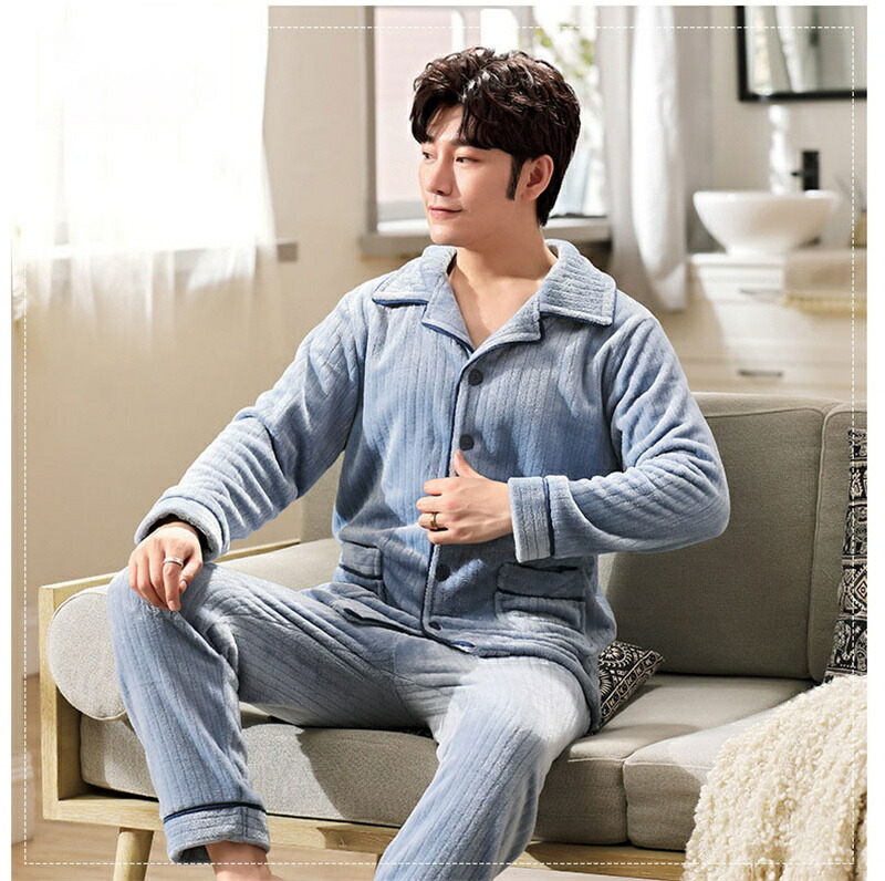 【楽天市場】長袖 パジャマ メンズ 冬 暖かい ルームウェア もこもこ 上下セット ナイトウェア トップス パンツ カジュアル セットアップ 寝巻き 送料無料：GYASTAL